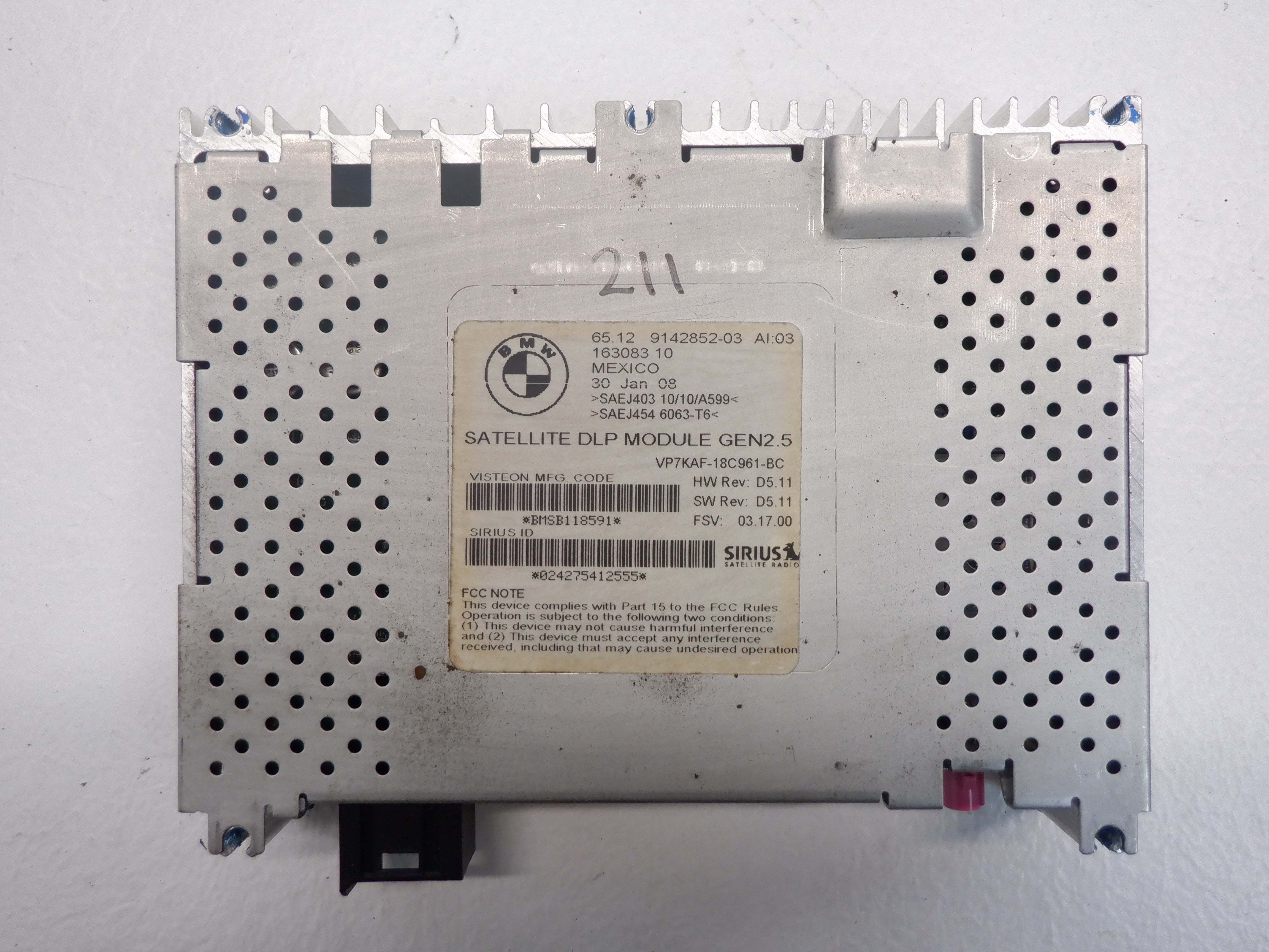 Mini Cooper Satellite DLP Module SIRIUS Radio Gen 2.5 65209142852 R55 ...